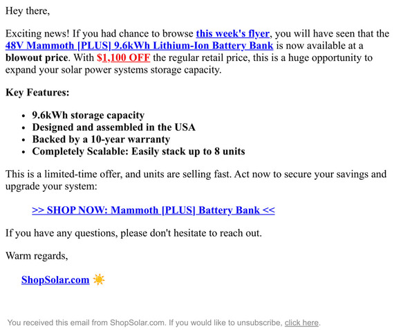 Shop Solar: 🚨 Mammoth [PLUS] Battery Bank BLOWOUT Offer! 🔋 | Milled