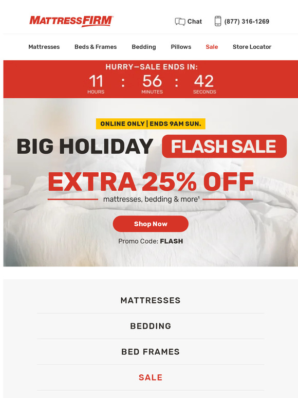 Mattress Firm: Go big this long weekend: Get an extra 25% off with code FLASH | Milled