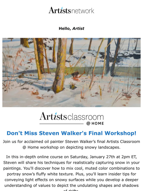 Artists Network: Secure Your Spot in Steven's Final Workshop! | Milled