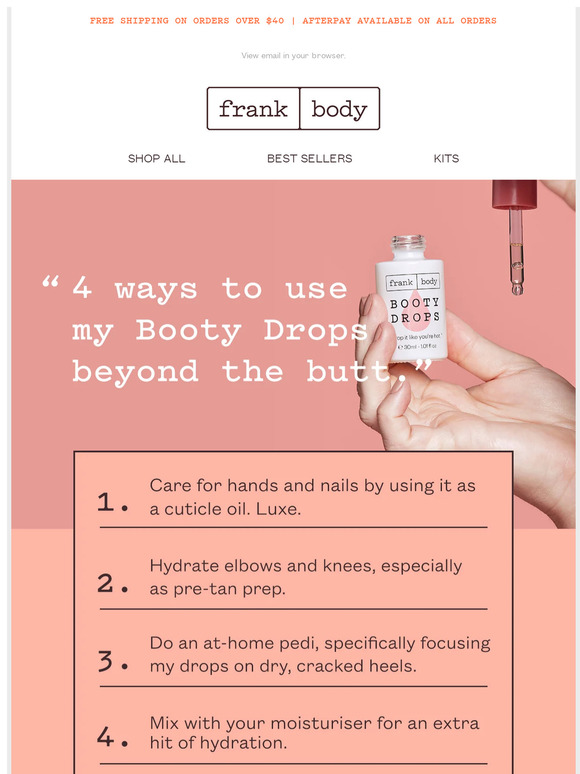 Frank Body: 🤫 A cheeky secret about my Booty Drops. | Milled