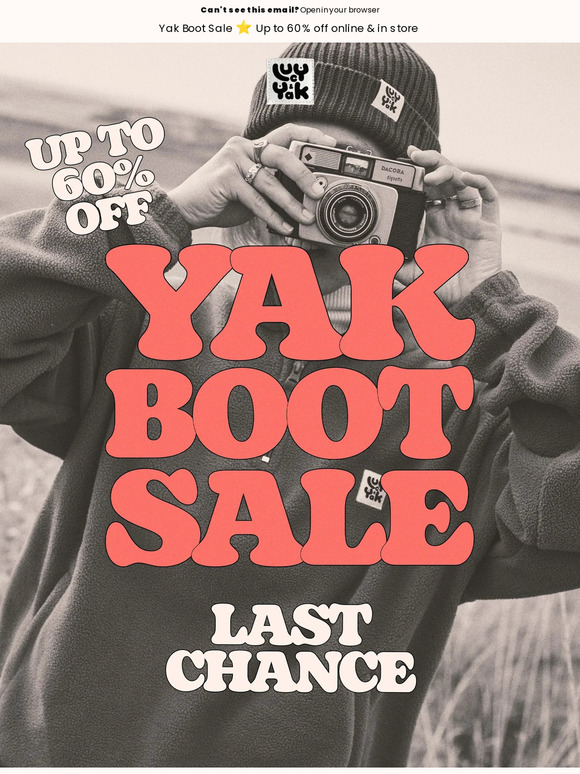 Lucy and Yak: Yak Boot Sale ends soon | Milled
