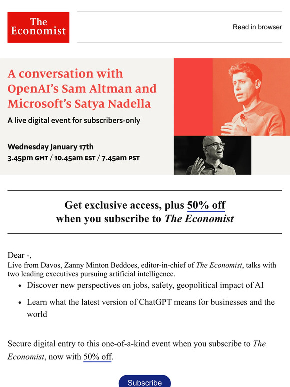 The Economist: Exclusive: Sam Altman & Satya Nadella talk to The ...