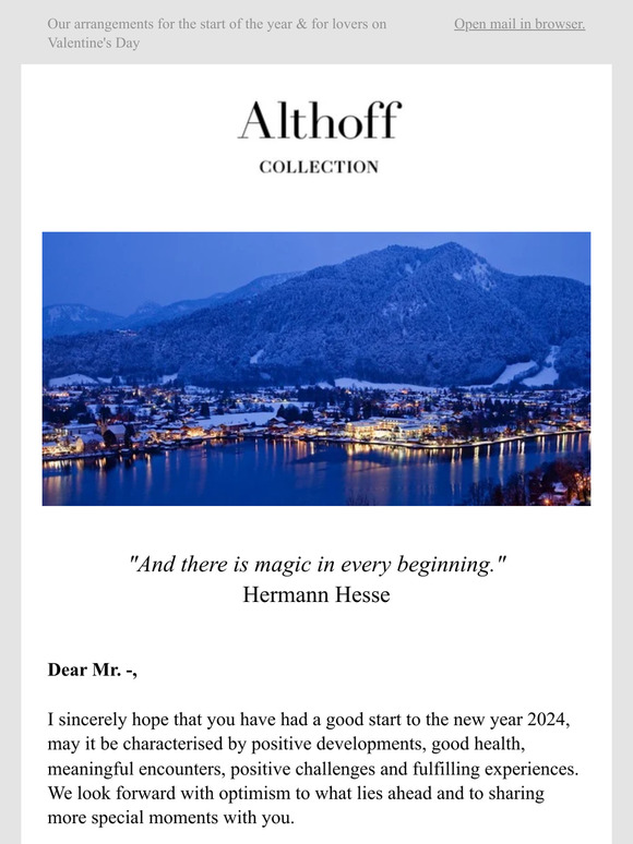 Althoff Hotels: Welcome 2024 | Milled