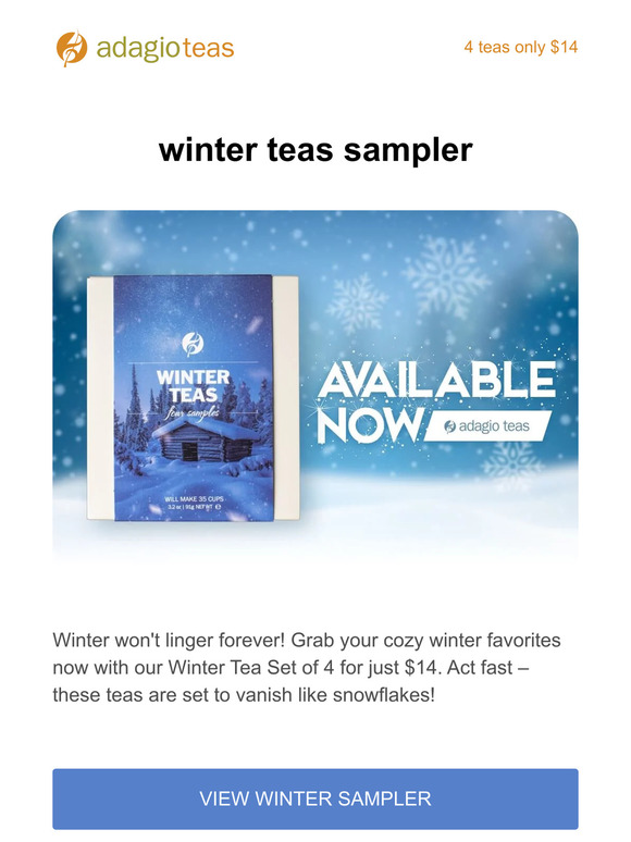 Adagio Teas: winter teas - limited time only | Milled