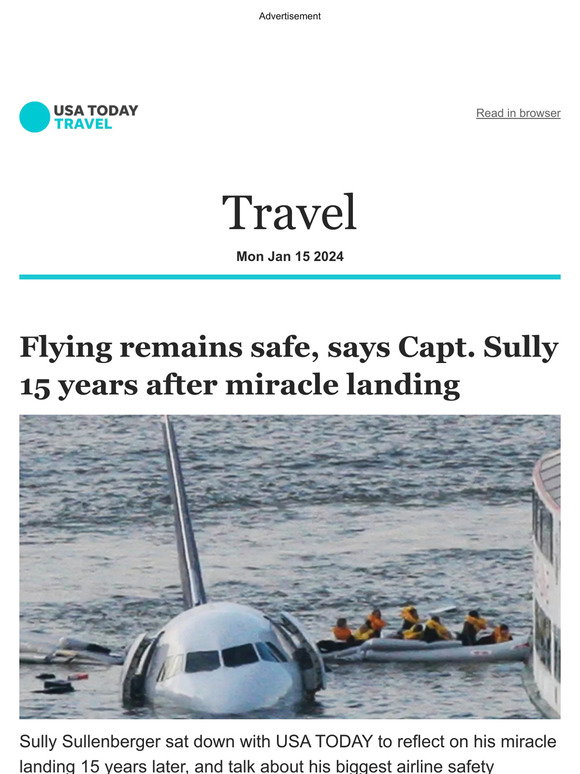 USA TODAY: Flying remains safe, says Capt. Sully 15 years after miracle ...