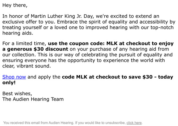 Audien Hearing: MLK Day Exclusive: Hear the Difference with $30 off ...