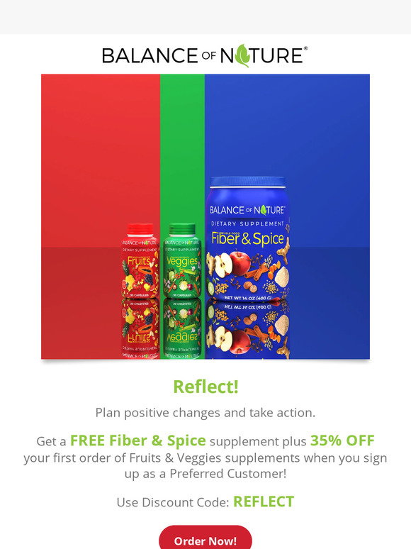 Balance of Nature: Reflect and Save! Unlock a FREE Fiber & Spice + 35% ...
