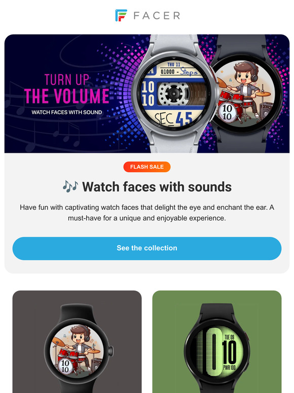 Facer: 🎶 SPECIAL SALE - Have fun with this unique BUNDLE of interactive watch faces with sounds ...