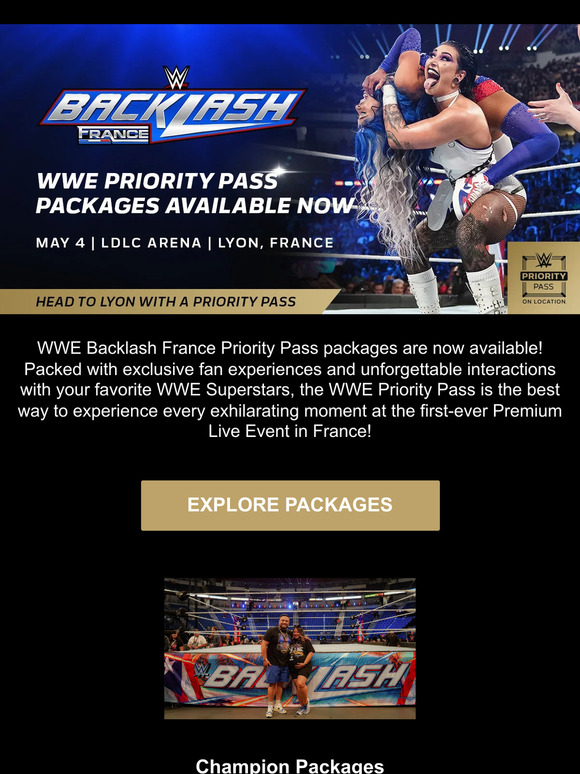 WWE Shop: Now Available: WWE Backlash France Priority Pass Packages ...