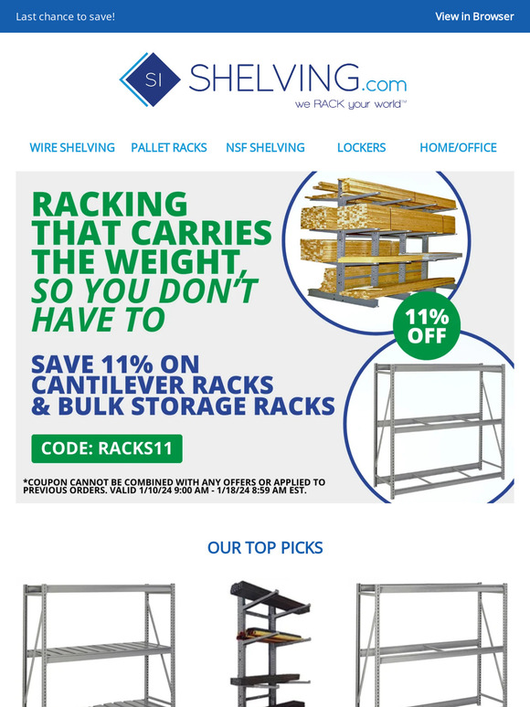 Shelving: Limited Time Savings On Cantilever And Bulk Storage Racks | Milled