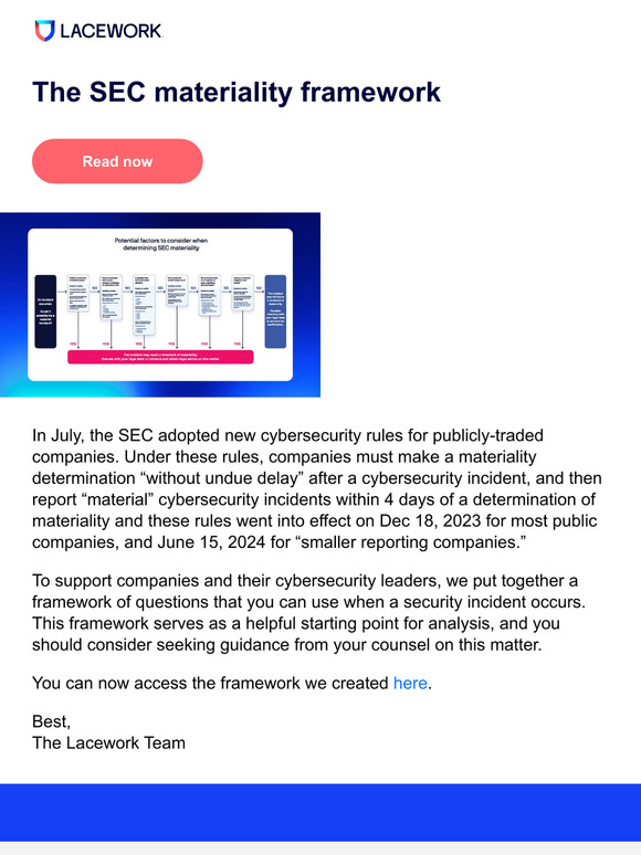 Inside: Cybersecurity download - SEC materiality framework | Milled