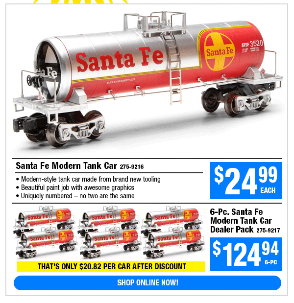 Menards: New! Santa Fe Warbonnet Tank Car! | Milled