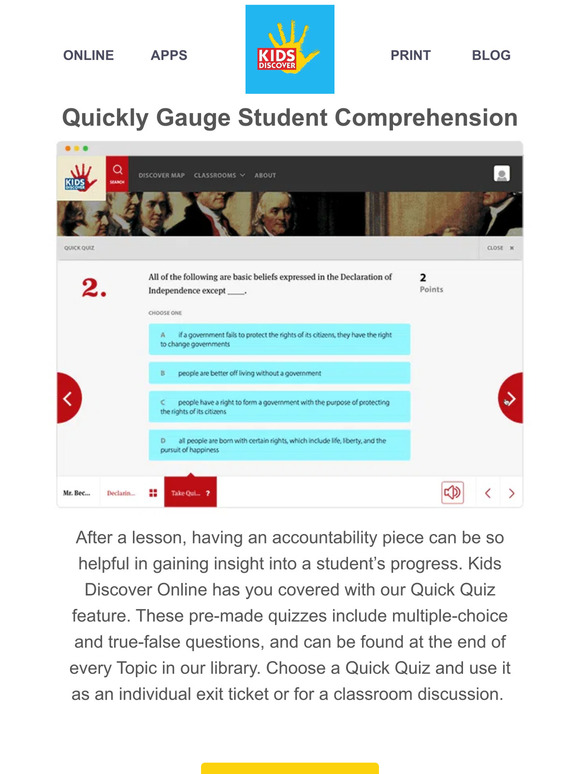 Kids Discover: Measure student comprehension with our Quick Quiz ...