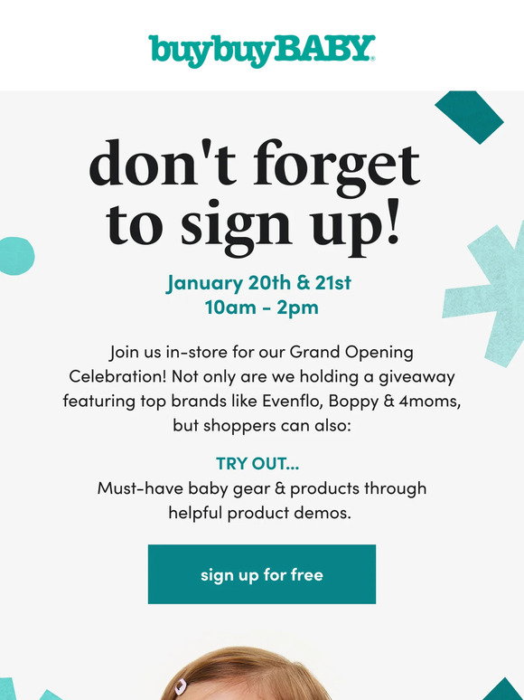 buybuy BABY: REMINDER: Sign up to attend our celebration! | Milled