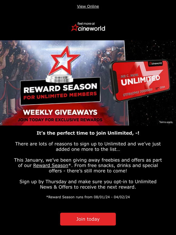 Cineworld: Reward Season treats are waiting! | Milled