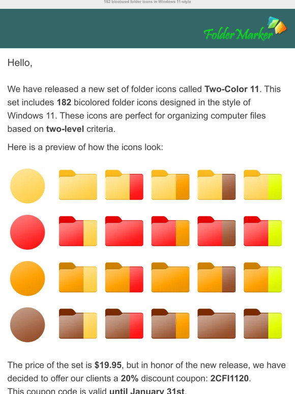 Folder Marker: 🟡🔵 Two-Color 11 - check out our new folder icon set | Milled