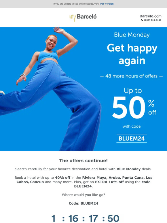 Barceló Hotels & Resorts: Blue Monday | Deals continue for 48 hours ...