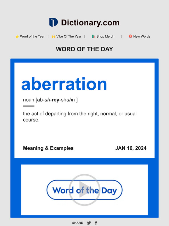 Dictionary.com: aberration | Word of the Day | Milled