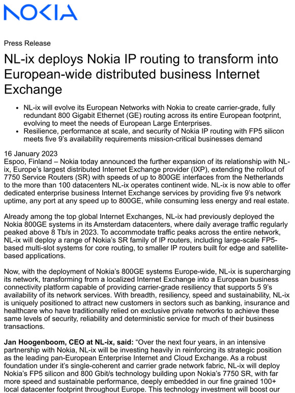 Withings: NL-ix deploys Nokia IP routing to transform into European ...