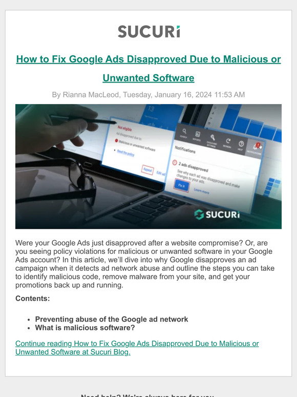 Sucuri: How to Fix Google Ads Disapproved Due to Malicious or Unwanted ...