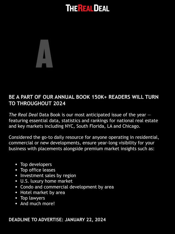 The Real Deal: Deadline Approaching: Be seen in our biggest book of ...