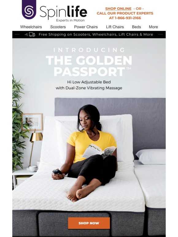 SpinLife: Introducing The Golden Passport Adjustable Bed! | Milled