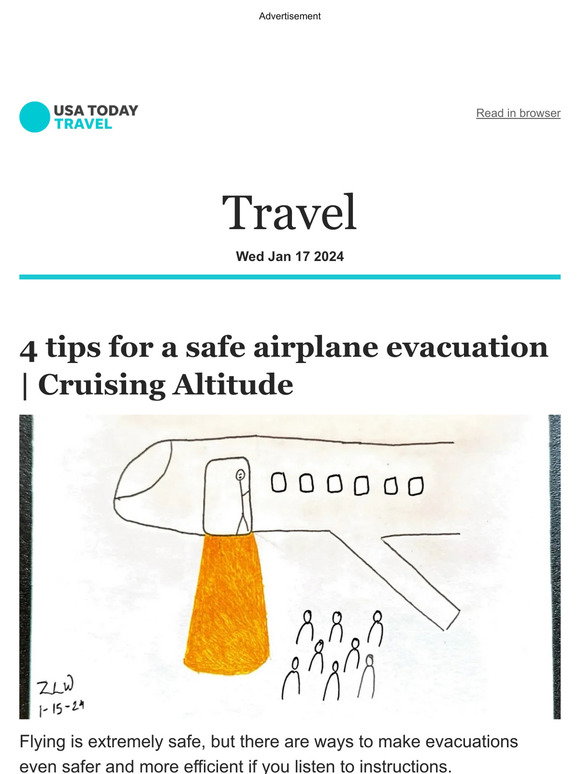 USA TODAY: Be prepared: 4 tips for a safe airplane evacuation ️ | Milled