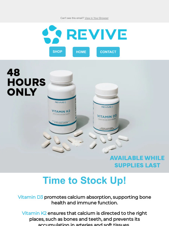 Revive Supplements: Vitamin D3 & K2 are 50% Off 👀 48 hours only! | Milled