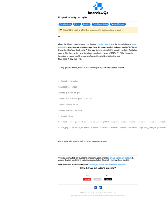 Interview Qs: Hospital capacity per capita | Milled