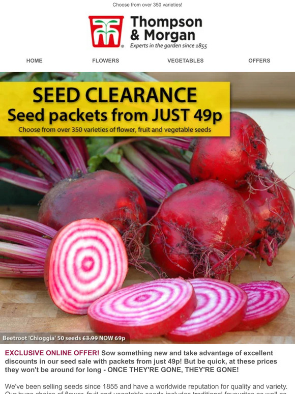 Thompson & Morgan: SEED CLEARANCE - from only 49p a packet! 48 HOURS ...