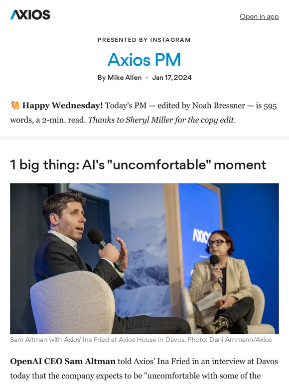 Axios: 🚨 Axios PM: Tech's "uncomfortable" moment | Milled