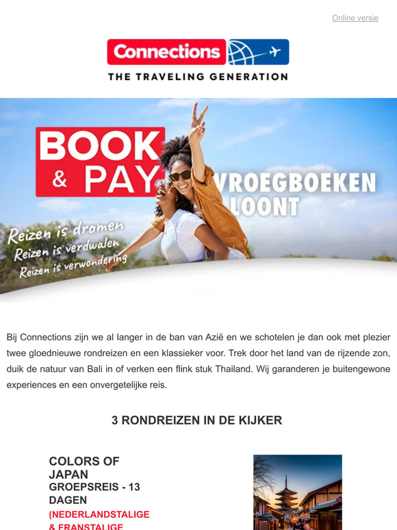 Connections: Book & Pay Asia: Doe nu je voordeel! | Milled