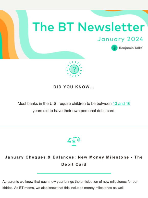 Benjamin Talks: January Checklist: New Money Milestone - The Debit Card ...