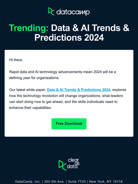 DataCamp: [Free Download] Data & AI Trends & Predictions 2024 | Milled
