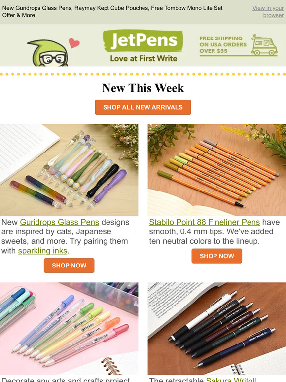 JetPens: New Guridrops Glass Pens, Raymay Kept Cube Pouches, Free ...