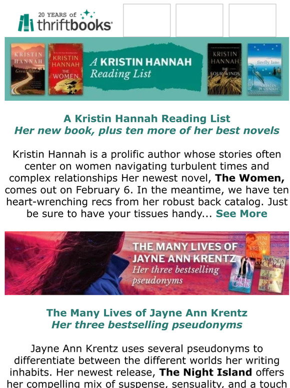 ThriftBooks: A Kristin Hannah Reading List | Milled