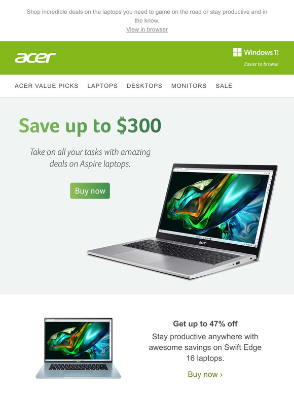Acer Online Store: Find a laptop you'll love and save up to 54% | Milled