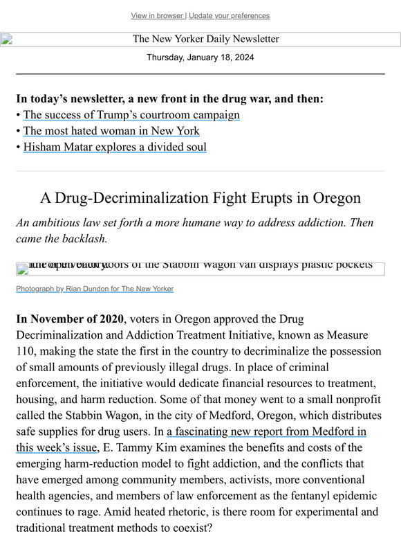 The New Yorker: A Drug-Decriminalization Fight Erupts in Oregon | Milled
