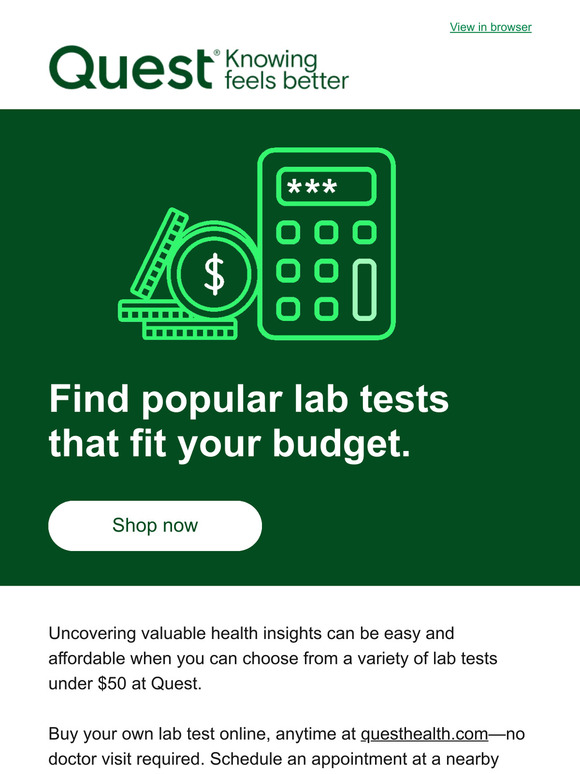 Quest: Check out these popular lab tests under $50 | Milled