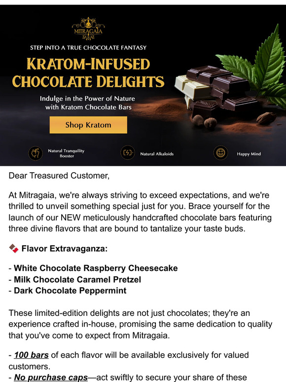 Mitragaia: Exclusive Offer: Kratom Chocolates are Live | Milled