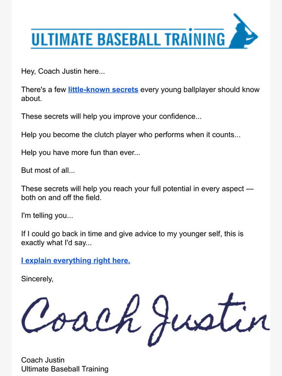 Ultimate Baseball Training: Important message for every 12 yr-old+ ...