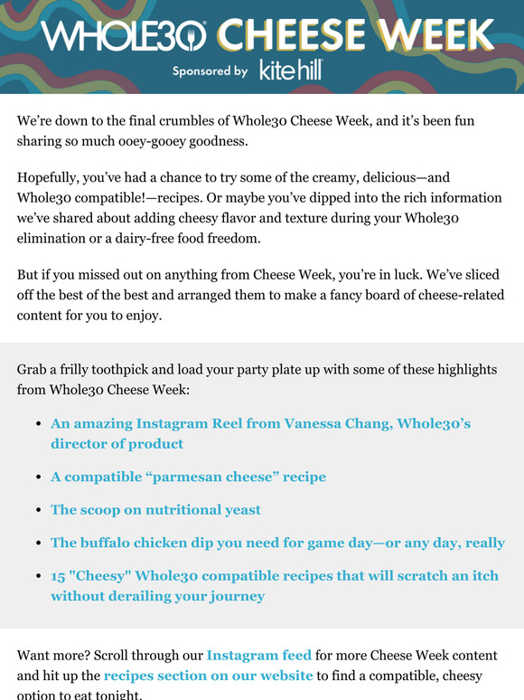 Whole30: Whole30 Cheese Week Faves | Milled