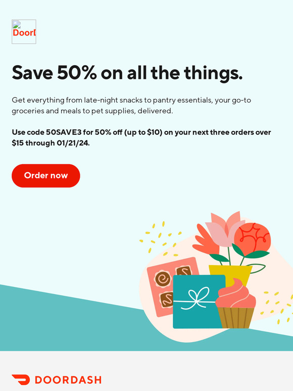 DoorDash: There’s a 50% off promo code in here and it’s ending soon ...
