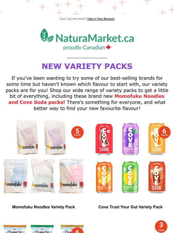 Natura Market: NEW Variety Packs from Cove, Momofuku, Quevos, Sick Day ...