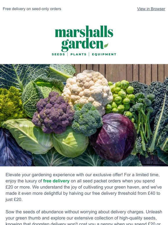 Marshalls Seeds: How does free delivery on seeds sound, Gardener? | Milled