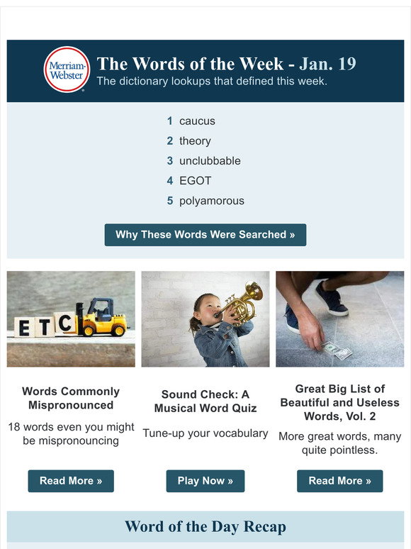 Merriam-Webster: Words of the Week: caucus, theory, and more | Milled