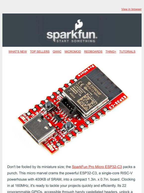 SparkFun: Introducing the Powerful Pro Micro ESP32-C3 | Milled