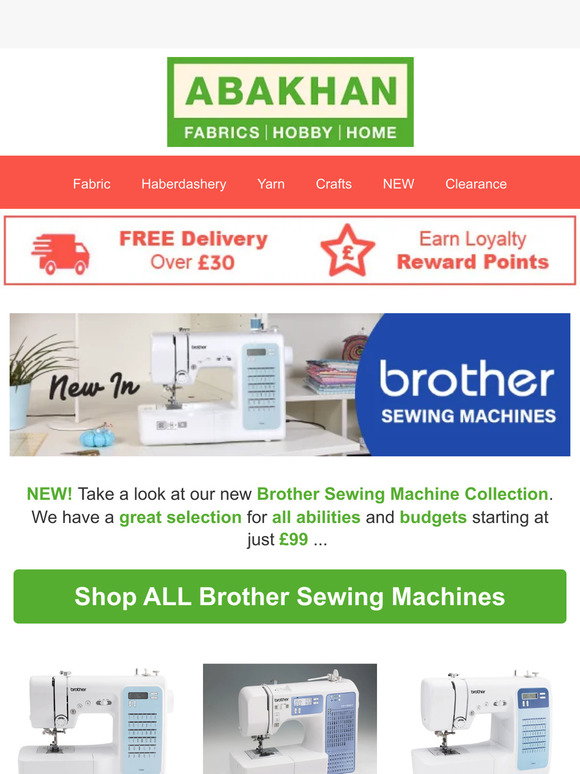 Abakhan: NEW! Brother Sewing Machines Now at Abakhan | SAVE 50% OFF New ...