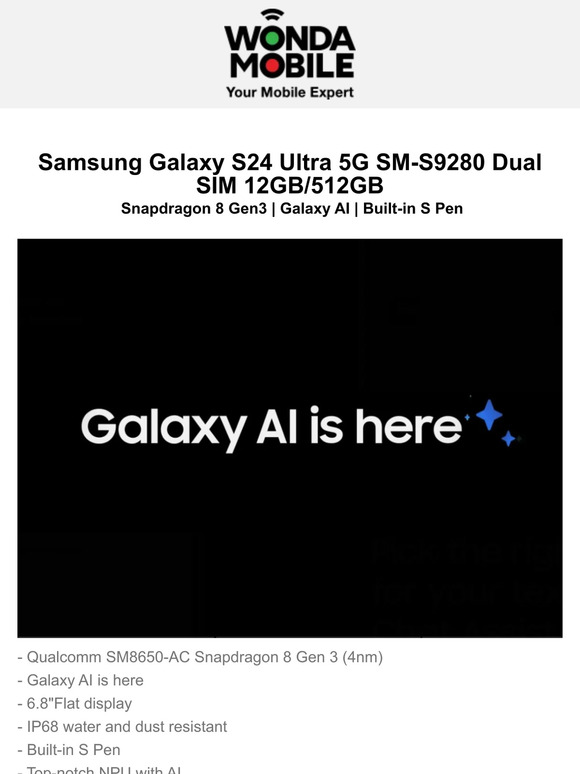 Wonda Mobile: 😙 Samsung Galaxy S24 Ultra 5G SM-S9280 Dual SIM 12GB ...
