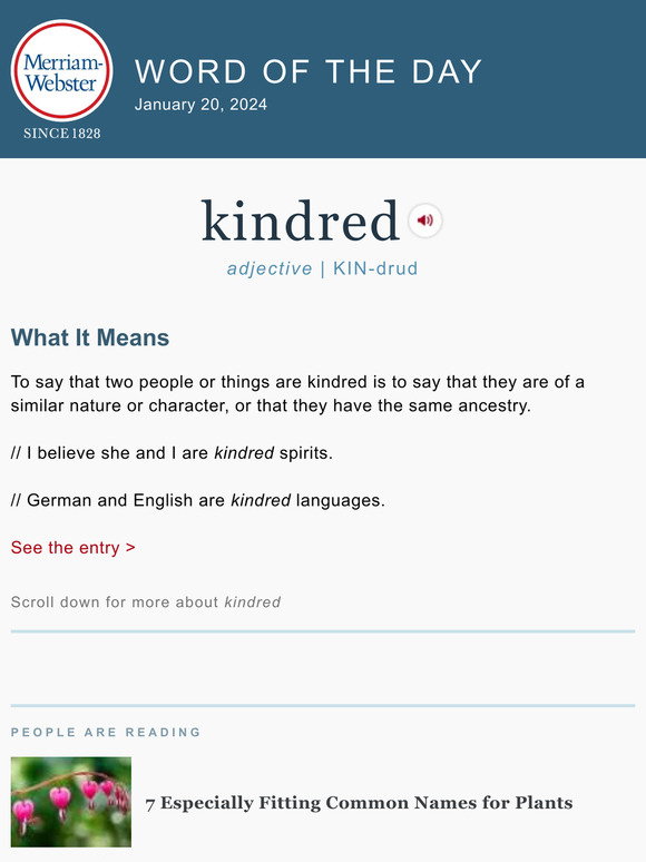 Merriam-Webster: Kindred - plus, 7 Especially Fitting Common Names for ...